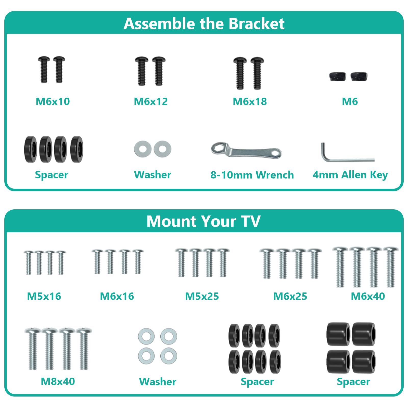 WALI Universal Soundbar Mount - Compatible with Samsung, Bose, Sonos,Lg,Vizio & More - Adjustable Under/Above/Wall Mount Bracket Supports Most Soundbars Up to 33lbs, Black