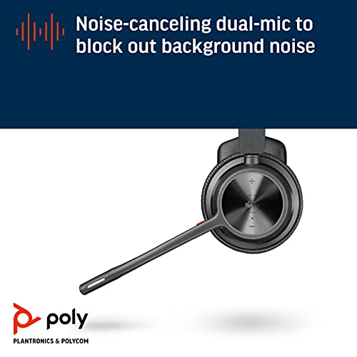 Poly (Plantronics + Polycom) Voyager 4310 UC Wireless Headset (Plantronics)-Single-Ear Headset w/Mic-Connect to PC/Mac via USB-A Bluetooth Adapter,Cell Phone via Bluetooth,Black,218470-02