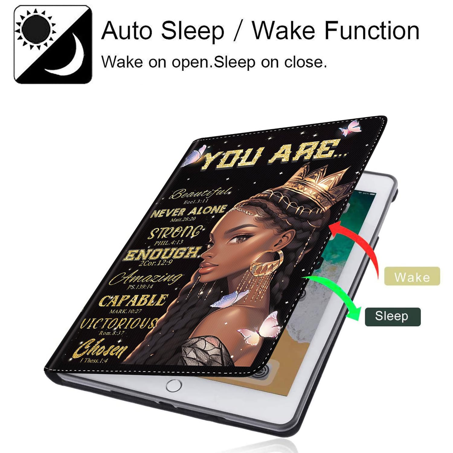 Case for Samsung Galaxy Tab S8 2022/Tab S7 2020 11 Inch (Model SM-X700/X706/T870/T875/T878), Smart Stand Back Cover Auto Wake/Sleep for Galaxy Tab S8 / S7,Inspirational Quotes Black Girl Queen