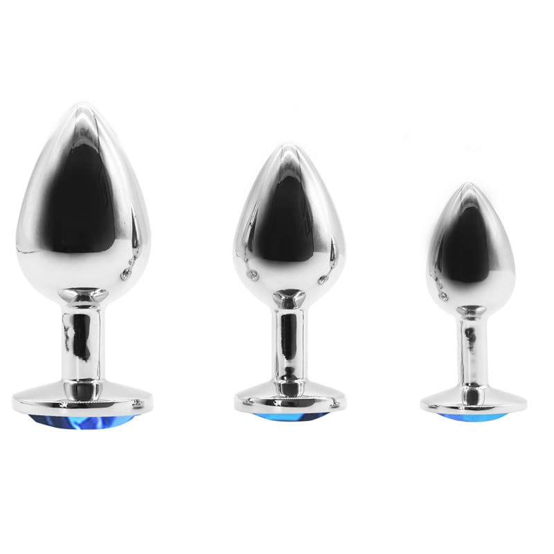 Delicate 3 Pieces Suction Cup Realistic Classic Dick Plug Double Headed Set (Blue) Use with Your Partner