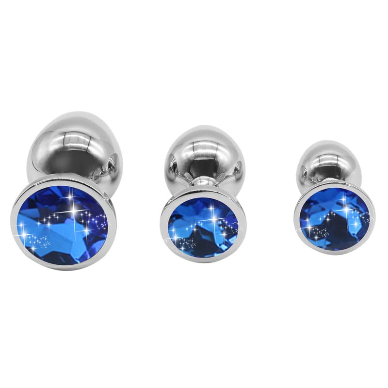 Delicate 3 Pieces Suction Cup Realistic Classic Dick Plug Double Headed Set (Blue) Use with Your Partner