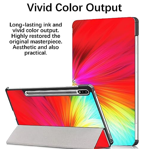 Berkin Arts Samsung Galaxy Compatible with Tab S8 Plus/ S7 FE/ S7 Plus Case 12.4 Inch Tri-Fold Stand Cover Color Field Rainbow Scheme Iridescent Playful