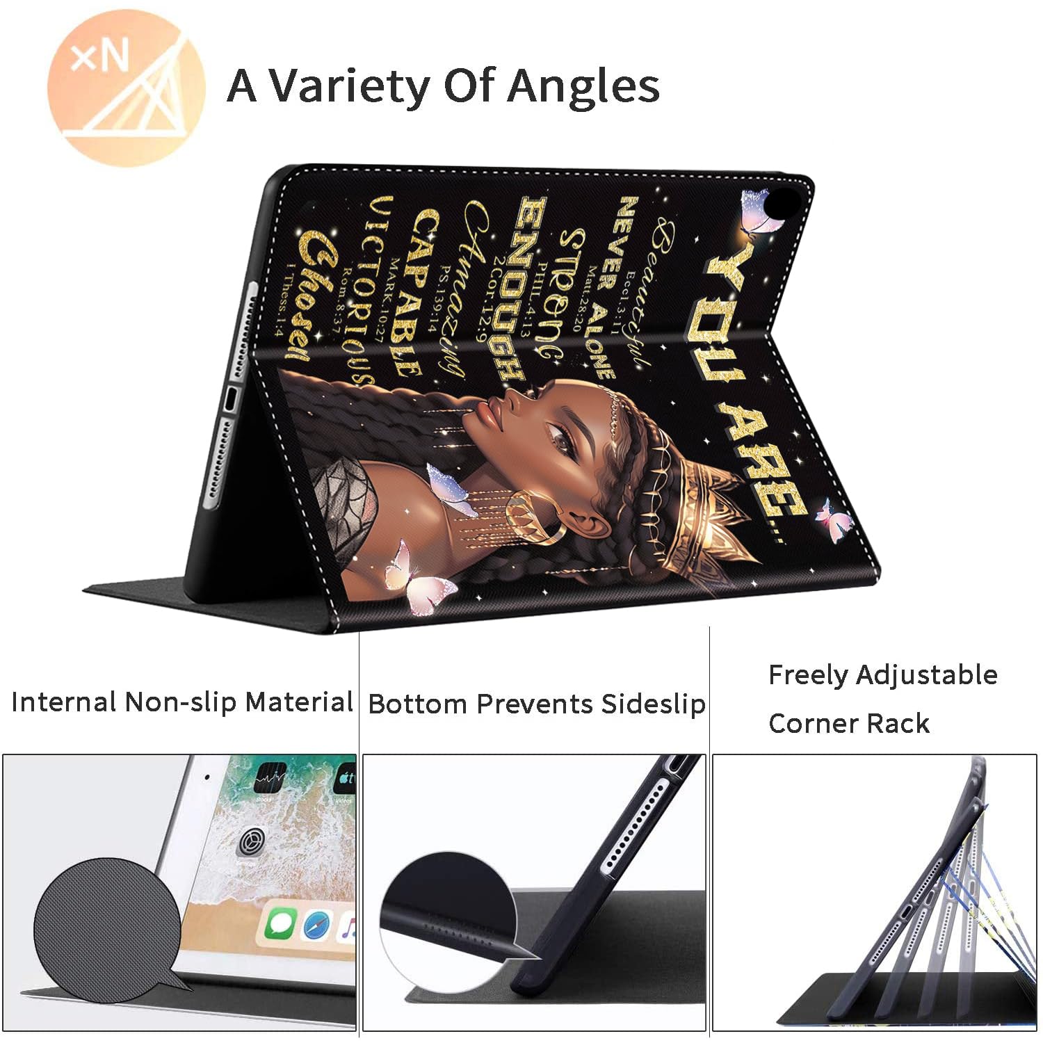 Case for Samsung Galaxy Tab S8 2022/Tab S7 2020 11 Inch (Model SM-X700/X706/T870/T875/T878), Smart Stand Back Cover Auto Wake/Sleep for Galaxy Tab S8 / S7,Inspirational Quotes Black Girl Queen