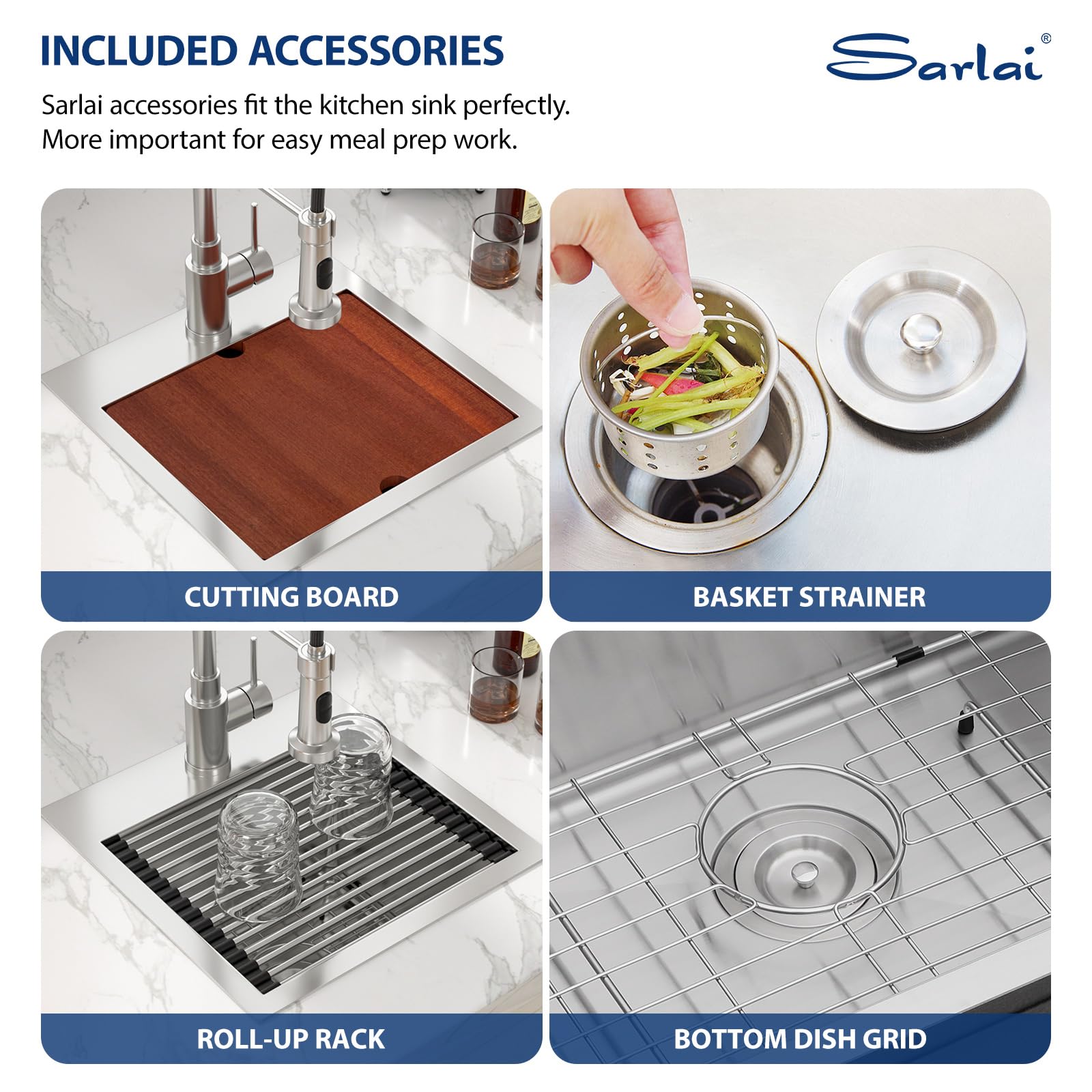 Sarlai 15 Bar Sink Drop In -15x15 Inch Kitchen Bar Sink Stainless Steel 16 Gauge Ledge Workstation Single Bowl Topmount Kitchen RV Wet Bar Outdoor Camper Small Drop Sink