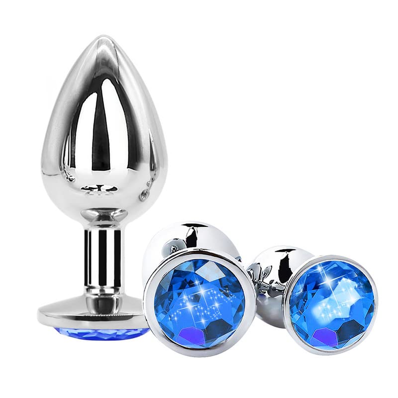 Delicate 3 Pieces Suction Cup Realistic Classic Dick Plug Double Headed Set (Blue) Use with Your Partner