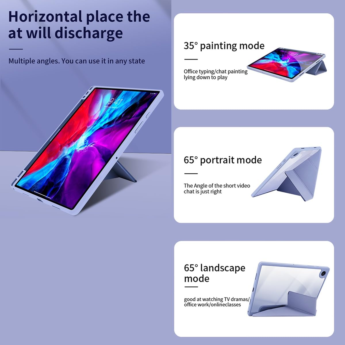 Tablet PC Case Compatible With Samsung Galaxy Tab S8 Plus/S7 Plus 12.4 Inch SM-X800/X806/SM-T970/T975 Smart Tablet Cover Case,Slim Protective Folio Shell Cover,Could Multi-Angle Viewing TPU Leather Ca