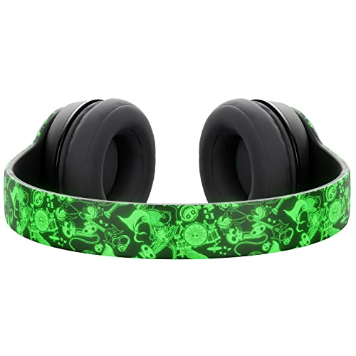 Disney Nightmare Before Christmas Glow in The Dark Bluetooth Headphones Over Ear, Wireless and Wired Foldable Headset Built-in Microphone - Tim Burton Jack Skellington & Sally - Adults Kids