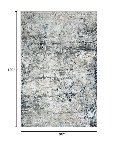 Miukiki 8x10 Area Rugs for Living Room,Anti-Slip Backing Washable Rug,Stain Resistant Modern Abstract Large Area Rug,Ultra-Thin Room Decor Rugs (Navy/Gold,8'x10')