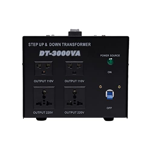 3000W Step Up & Down Voltage Transformer Converter AC 110V⇋220V DT-3000VA Voltage Converter Power Transformer Step-Up/Step-Down 110V - 220V/ 220V - 110V, with Dual Circuit Breaker Protection