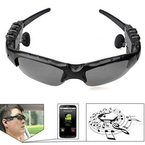 Elinka Wireless Music Bluetooth Sunglasses Headset Headphone with Stereo Handsfree for iPhone 5S 6 Plus, Samsung Galaxy S3 S4 S5, HTC, LG and All Smart Phones or PC Tablets+Replaceable 3 Pair Lens