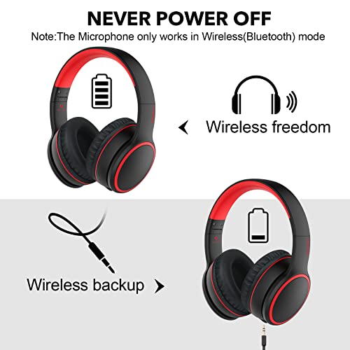 RORSOU B10 Bluetooth Headphones Over Ear, Lightweight Folding Stereo Bass Wireless and Wired Headset with Mic, 40H Playtime, Volume Control, Bluetooth 5.3 Headphones for iPad/Travel/Tablet/PC (Black)