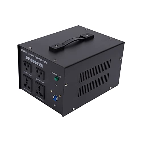 3000W Step Up & Down Voltage Transformer Converter AC 110V⇋220V DT-3000VA Voltage Converter Power Transformer Step-Up/Step-Down 110V - 220V/ 220V - 110V, with Dual Circuit Breaker Protection