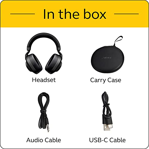 Jabra Elite 85h Wireless Noise-Canceling Headphones, Titanium Black – Over Ear Bluetooth Headphones Compatible with iPhone & Android - Built-in Microphone, Long Battery Life - Rain & Water Resistant