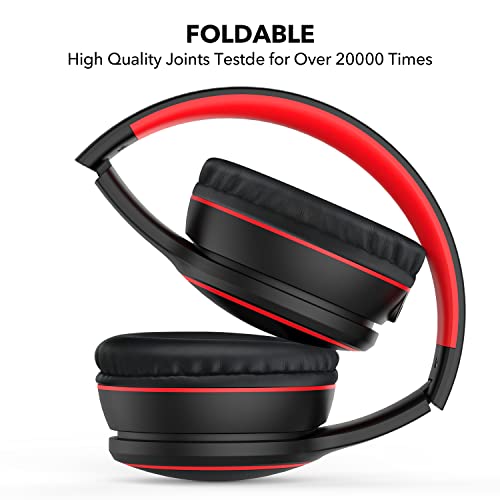 RORSOU B10 Bluetooth Headphones Over Ear, Lightweight Folding Stereo Bass Wireless and Wired Headset with Mic, 40H Playtime, Volume Control, Bluetooth 5.3 Headphones for iPad/Travel/Tablet/PC (Black)
