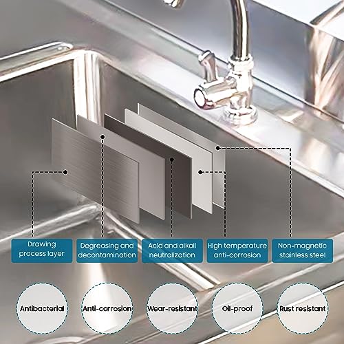 DuyviSteil 304 Stainless Steel Utility Sink, Commercial Kitchen Sink with Drainboard Free Standing Single Bowl for Outdoor, Garage, Laundry Room