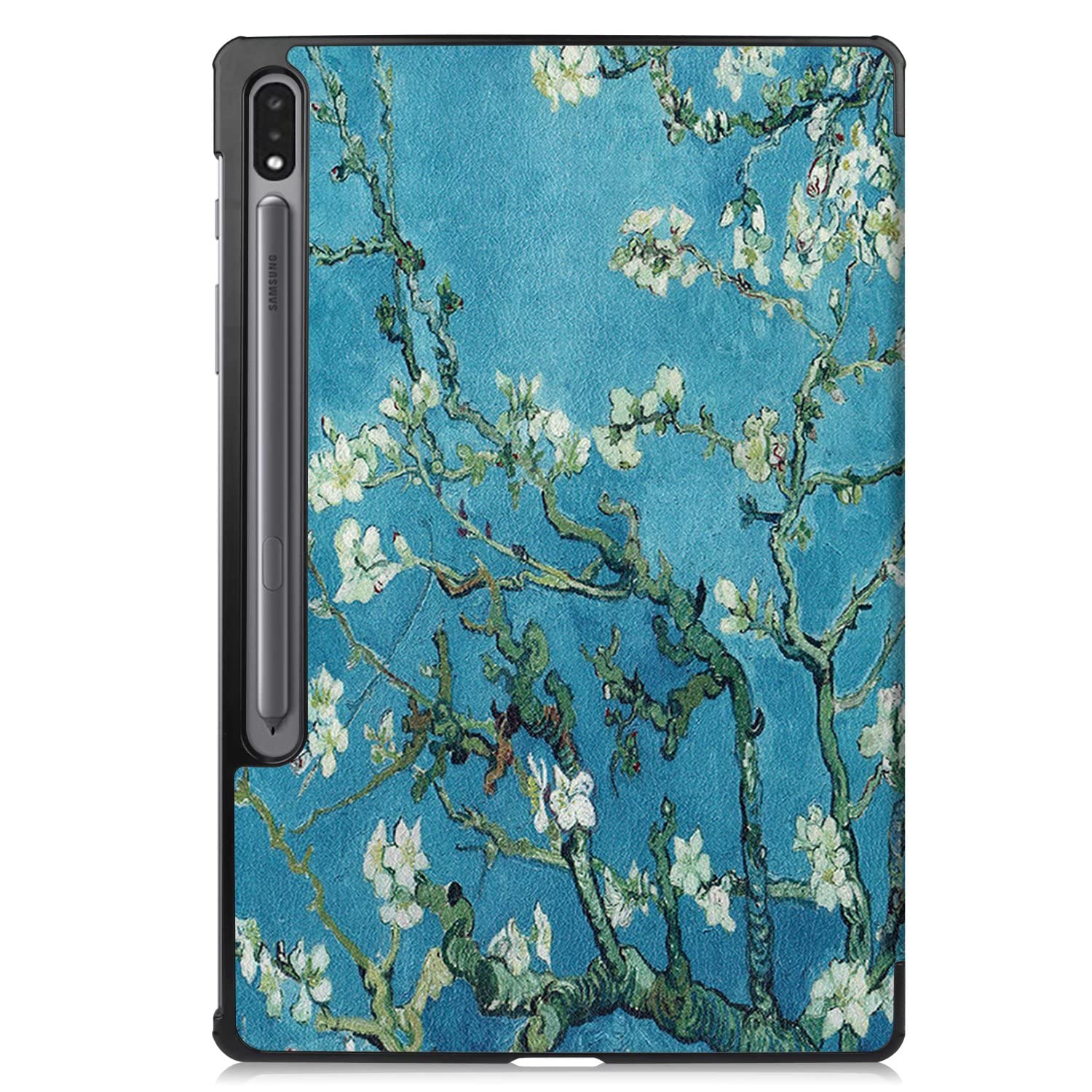 ZZOUGYY Tablet Cover for Samsung Galaxy Tab S7 Plus 12.4 T970 T975 (2020 Release),Ultra Slim Folio Stand Lightweight Leather Case for Galaxy Tab S7+ 2020 SM-T970 SM-T975 12.4" (KST-Apricot Flower)