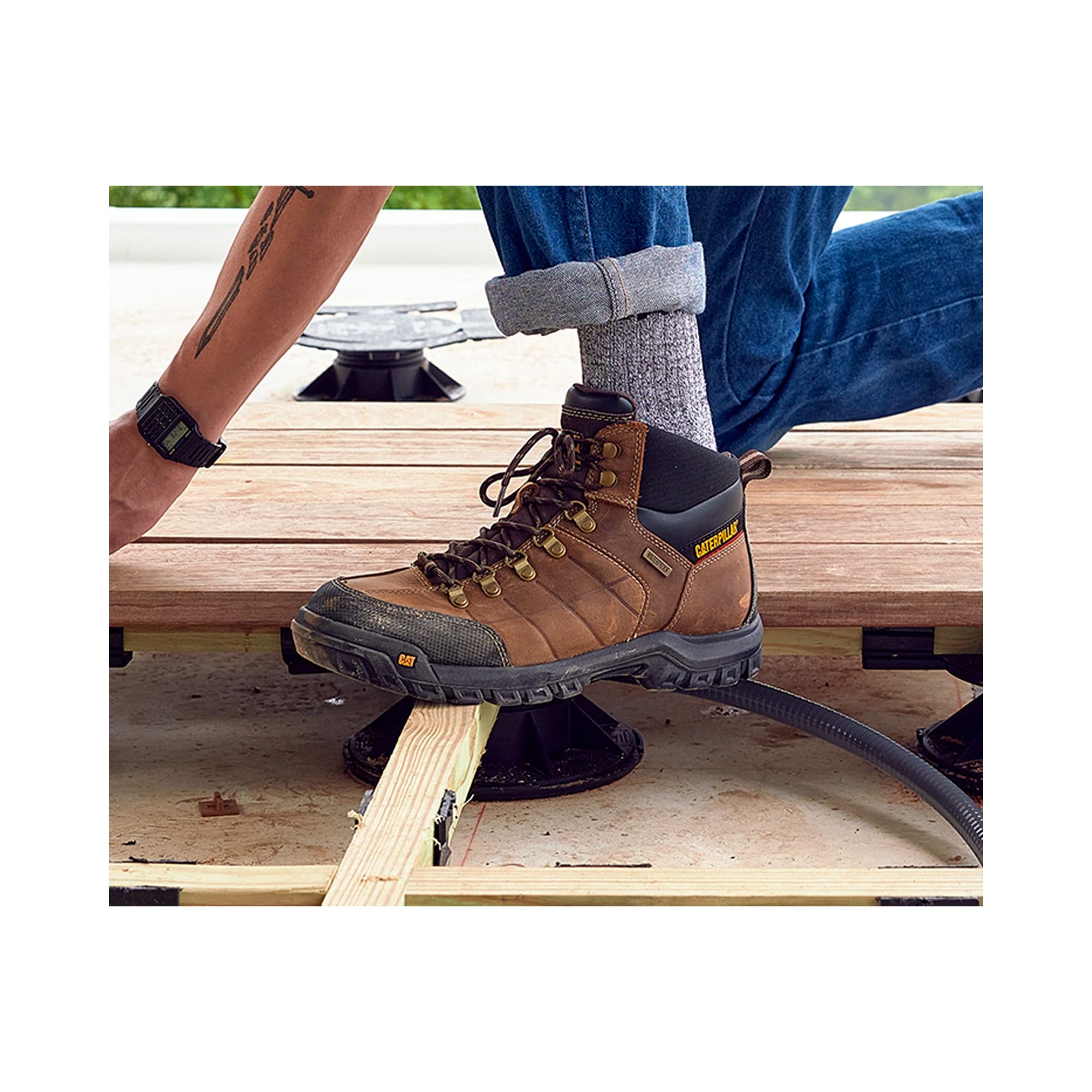 Cat Footwear mens Threshold Waterproof Steel Toe Work Boot, Real Brown, 11 US