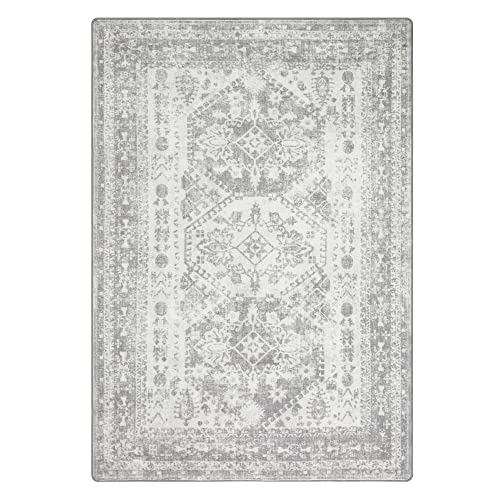 BEIMO Area Rugs for Living Room 8x10 Machine Washable Bedroom Rugs Distressed Vintage Print Gray Large Throw Rug Dining Room Aesthetic, Non Slip Carpet with Gripper