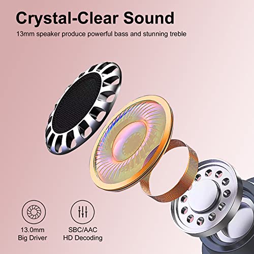 Lekaby Wireless Earbuds Bluetooth 5.3 Headphones Clear Call 40H Playback IPX7 Waterproof Stereo Earphones with USB-C Charging Case LED Power Display in-Ear Headset for Workout/Home/Office
