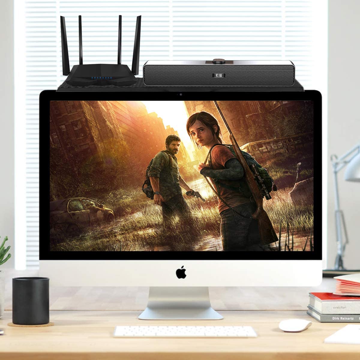Bracwiser No Drill TV Top Shelf 24 inch Wide Monitor Top Mounting Bracket Platform Holds Speaker, AV Receiver, Media Box, Game Console and More