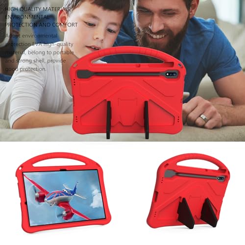 ESSTORE Kids Case Compatible with Samsung Galaxy Tab S9+/S9 FE+/S8+/S7 FE/S7+ 12.4 inch Shockproof Children Friendly EVA Foam Protective Stand Handle Cover with Shoulder