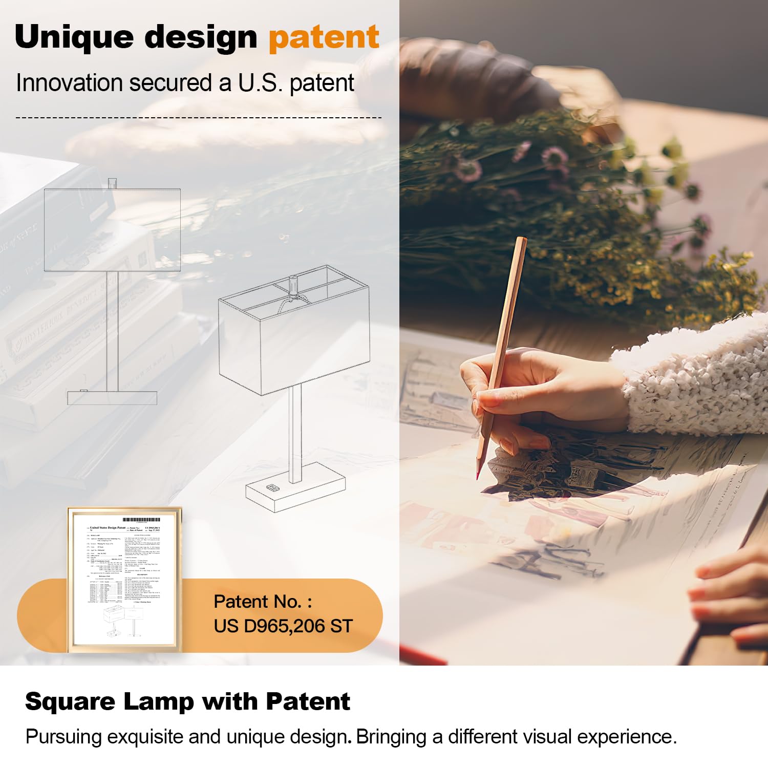 21" Set of 2 Touch Control Table Lamps with 2 USB & AC Outlets, 3-Way Dimmable Modern Nightstand Lamps for Bedroom Living Room Office Reading, Gray Shade Bedside Lamps, 5000K LED Bulbs Included