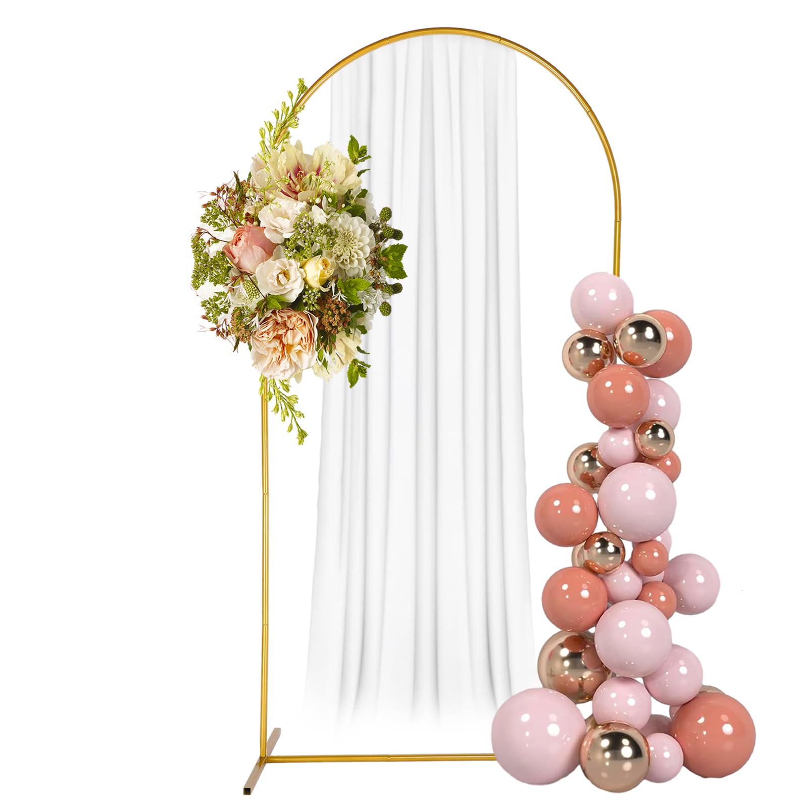 SHALORY Metal Arch Backdrop Stand,7.2 FT Reusable Golden Balloon Arch Frame for Wedding Birthday Party Valentine Baby Shower Background Decoration
