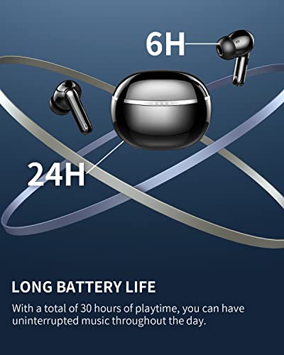 Smoonigh Wireless Earbud Bluetooth 5.3, Bluetooth Headphones with 4 Mic, Deep Bass Clear Call Bluetooth Ear Buds in Ear Noise Cancelling, 30H Playtime True Wireless Stereo Sports Earphones Blackā¦