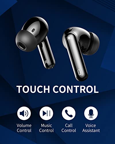 Smoonigh Wireless Earbud Bluetooth 5.3, Bluetooth Headphones with 4 Mic, Deep Bass Clear Call Bluetooth Ear Buds in Ear Noise Cancelling, 30H Playtime True Wireless Stereo Sports Earphones Blackā¦