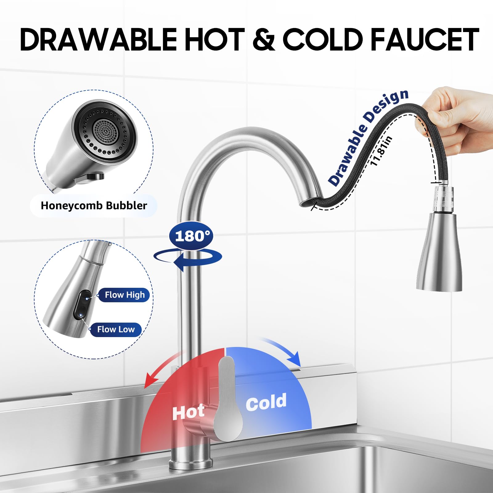 Stainless Steel Utility Sink, Single Bowl Free Standing Kitchen Sink with Faucet & Workbench, Topmount Kitchen Sink for Farmhouse, Bathroom, Bar, Laundry Room (47.24 * 23.62 * 31.5inch)