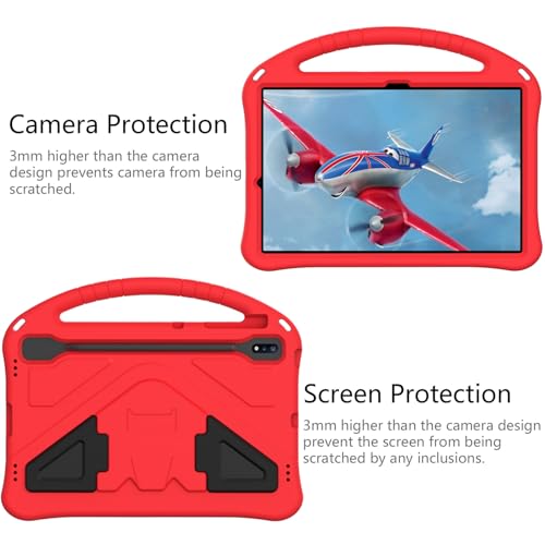 ESSTORE Kids Case Compatible with Samsung Galaxy Tab S9+/S9 FE+/S8+/S7 FE/S7+ 12.4 inch Shockproof Children Friendly EVA Foam Protective Stand Handle Cover with Shoulder