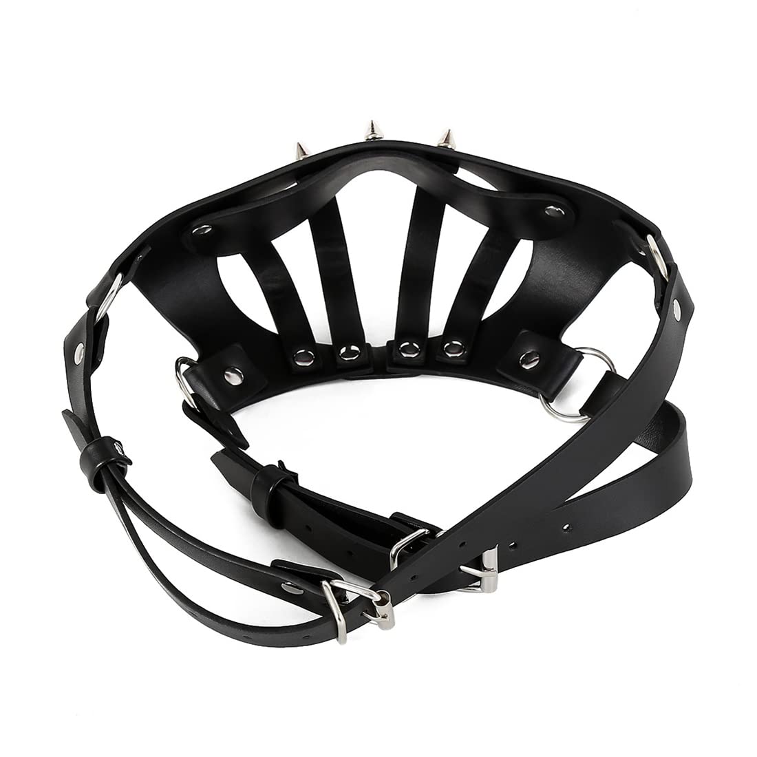 JCAKES Leather Mouth Masks With Metal Rivet Halloween Hollow Out Face Masks Outdoor Riding Headgear Costume Accessory