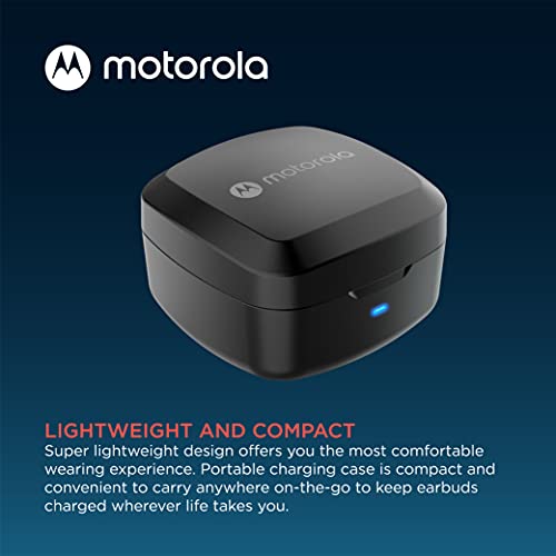 Motorola Moto Buds 100 - True Wireless Bluetooth Earbuds with Microphone β Lightweight, IPX5 Water Resistant, Touch-Control - Comfort Fit and Clear Sound - Includes Micro Charging Case - Black