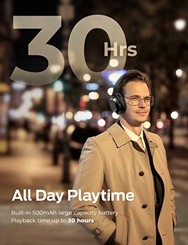 Tribit 32dB Active Noise Cancelling Headphones, Qualcomm QCC3003 Chip Wireless Headphones with CVC8.0 Mic, Over-Ear Bluetooth Headphones, HiFi Sound, Deep Bass for Travel, Office, Connect to 2 Devices