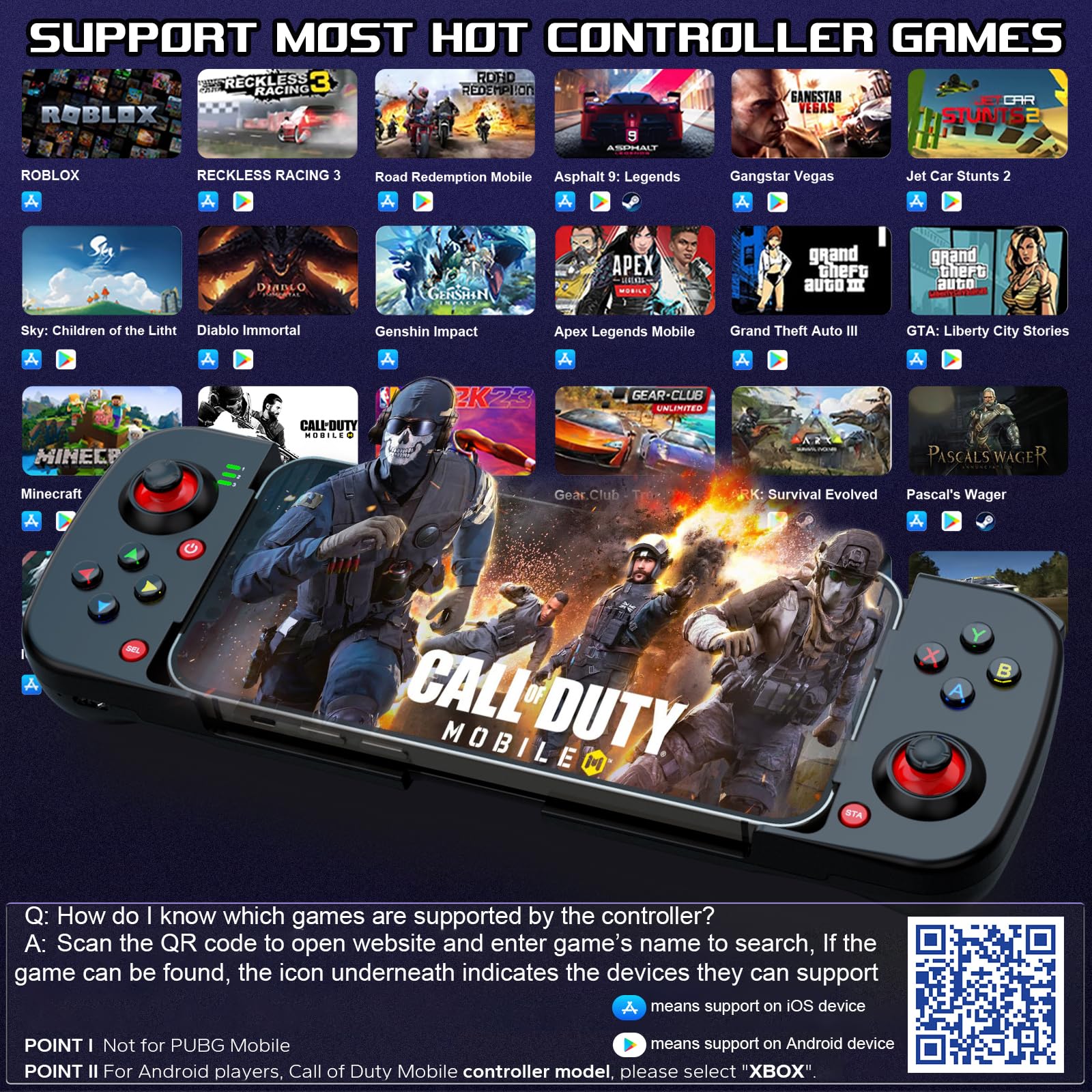 Megadream Mobile Game Controller Gamepad for iPhone iOS Android PC: Works with iPhone 16/15/14/13/12/11, iPad, Samsung Galaxy, TCL, Tablet, Call of Duty, Minecraft - Directly Play (Green)