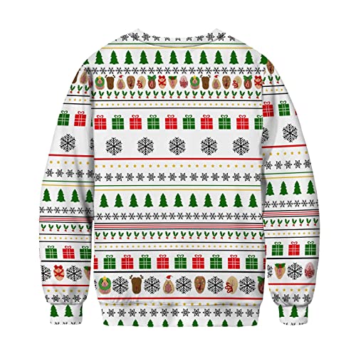 Mens Ugly Christmas Sweatshirt 3D Printed Graphic Sweatshirts Funny Top Crewneck Long Sleeve Holiday Pullover