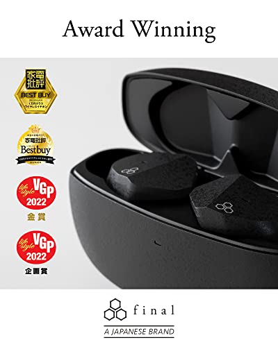 Final ZE3000 True Wireless Earbuds, Hi-Fi Sound Quality, Maximum 35 Hours Music Playback, IPX4, aptX Adaptive, Touch Sensor, Support Lossless Music Format, Designed in Japan (Black)