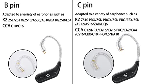 CCA KZ AZ09 Bluetooth 5.2 Module IEM Bluetooth Adapter Wireless Waterproof Ear Hook Extra Long Battery Life Bluetooth Cable for KZ ZS10 PRO/ZSN Pro X/ZSN PRO/ZSX/AS12/AS16/ZAX CRA/C12(C pin)
