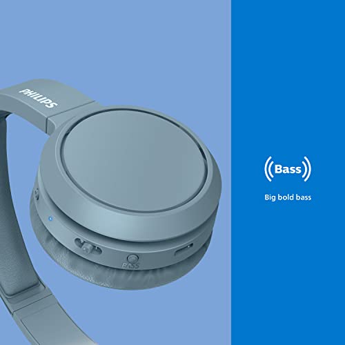 Philips H4205 On-Ear Wireless Headphones with 32mm Drivers and BASS Boost on-Demand, Blue
