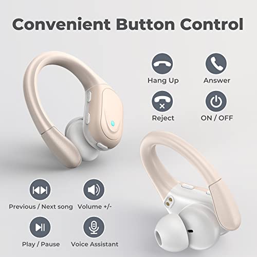 Wireless Earbuds, 75Hrs Playtime Bluetooth 5.1 Headphones, True Wireless Earphones with Digital Display & CVC 8.0 Noise Cancelling, Waterproof Earbuds with Mic for Sport,Running,Yoga, Workout Apricot