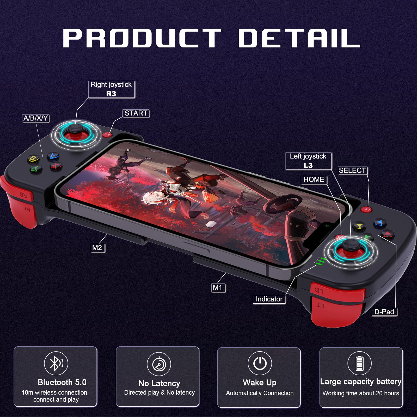 Megadream Mobile Game Controller Gamepad for iPhone iOS Android PC: Works with iPhone 16/15/14/13/12/11, iPad, Samsung Galaxy, TCL, Tablet, Call of Duty, Minecraft - Directly Play (Green)