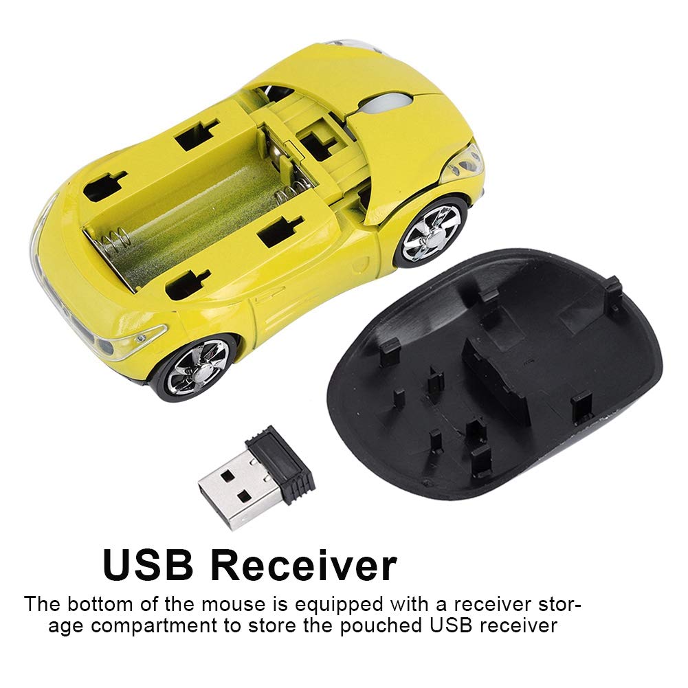 1600DPI Portable with 3 Buttons,10M 2.4G Bluetooth Optical with a Receiver Storage, for /ME/Windows PC/Tablet Gaming Office(Yellow)