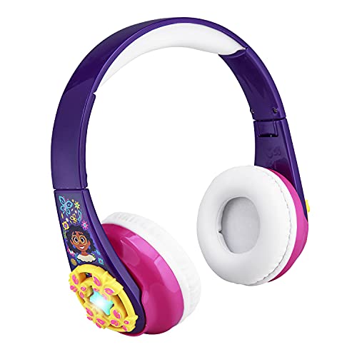 eKids Disney Encanto Bluetooth Headphones with EZ Link, Wireless Headphones with Microphone and Aux Cord, Kids Headphones for School, Home, or Travel