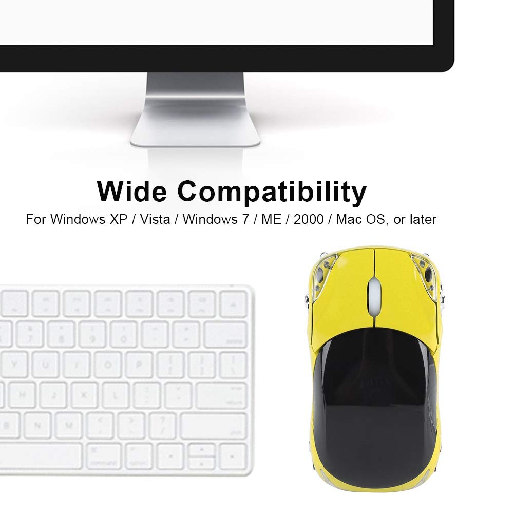 1600DPI Portable with 3 Buttons,10M 2.4G Bluetooth Optical with a Receiver Storage, for /ME/Windows PC/Tablet Gaming Office(Yellow)