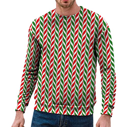 Christmas Sweatshirts For Men Funny Top Holiday Pullover 3D Printed Graphic Sweatshirts Crewneck Long Sleeve