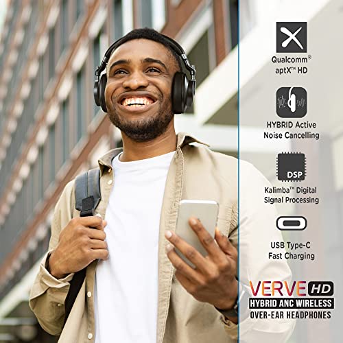 Morpheus 360 Verve HD Hybrid ANC Wireless Noise Cancelling Headphones HP9750HD, Premium ANC Headphones Over Ear with Comfortable Soft Protein Leather Memory Foam Padding, Headphone with Microphone