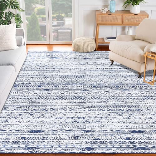 JOLENE.K Machine Washable Rug 8x10 Large Boho Rug Geometric Rug Modern Area Rugs Non Slip Rugs for Living Room Bedroom Modern Woven Rug Carpet Dining Home Office Boho Rug 8x10