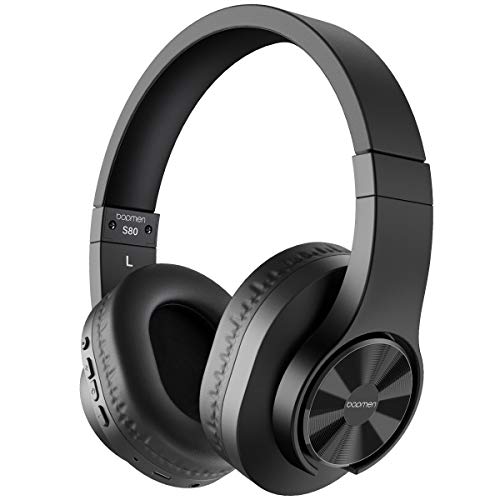 bopmen S80 Bluetooth Over Ear Headphones - Wireless and Wired Headphones with Deep Bass Headset, Comfortable Ear Cups, Built-in Microphone for Phone iPad PC Laptop Notebook Music