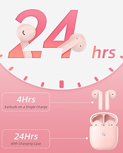 GIEC Wireless Earbuds Bluetooth Earbuds with Microphone Noise Canceling Earbuds Wireless Earphones for Android iOS Phone in Ear Headphone Woman True Wireless Stereo Small Earphones Pink