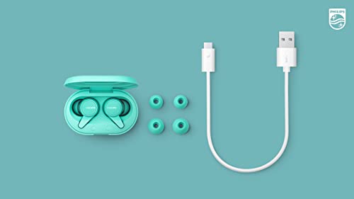 Philips T1207 True Wireless Headphones with Up to 18 Hours Playtime and IPX4 Water Resistance, Teal